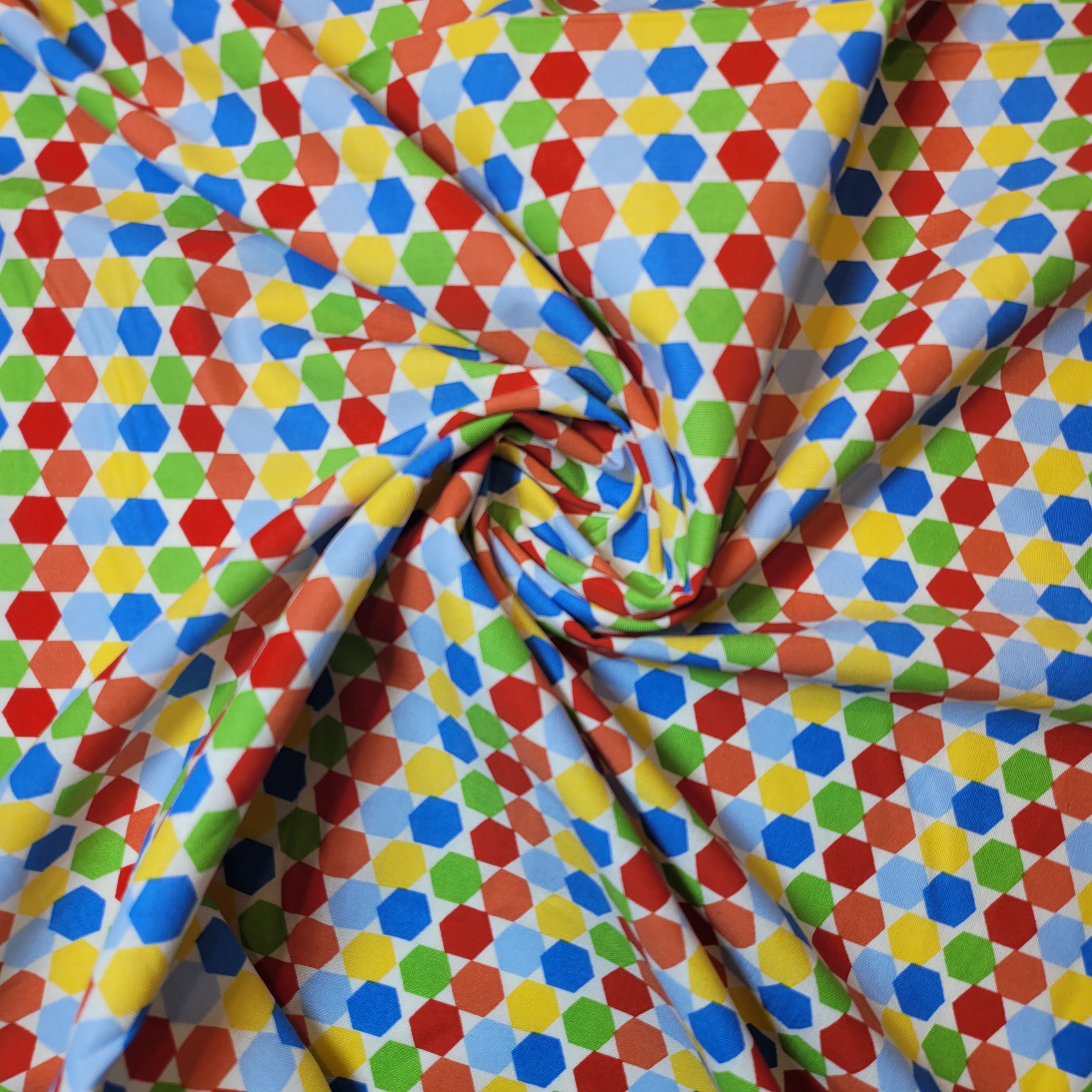 Multi Hexagons #2 Soft 100% Cotton Floral Fabric for Kids’ Sewing and ...
