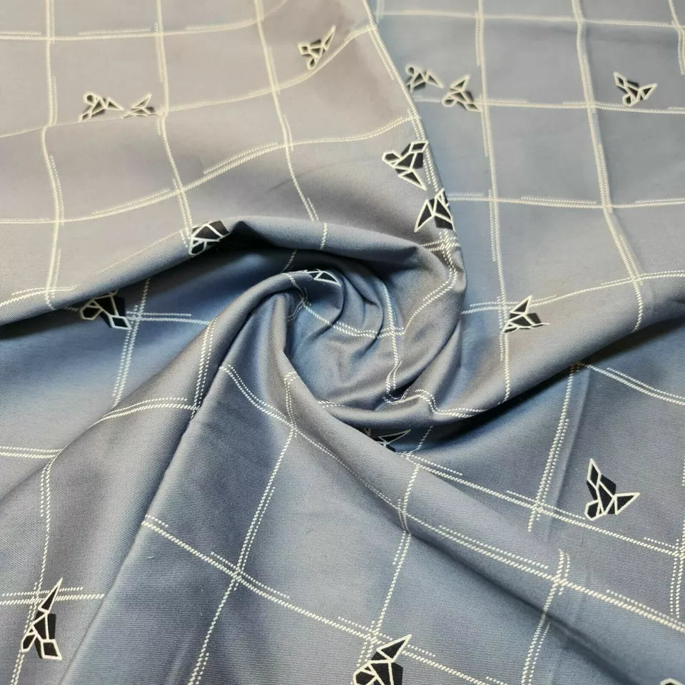 New Blue Checks Thick 100% Cotton Drill Material Workwear Dress Twill ...