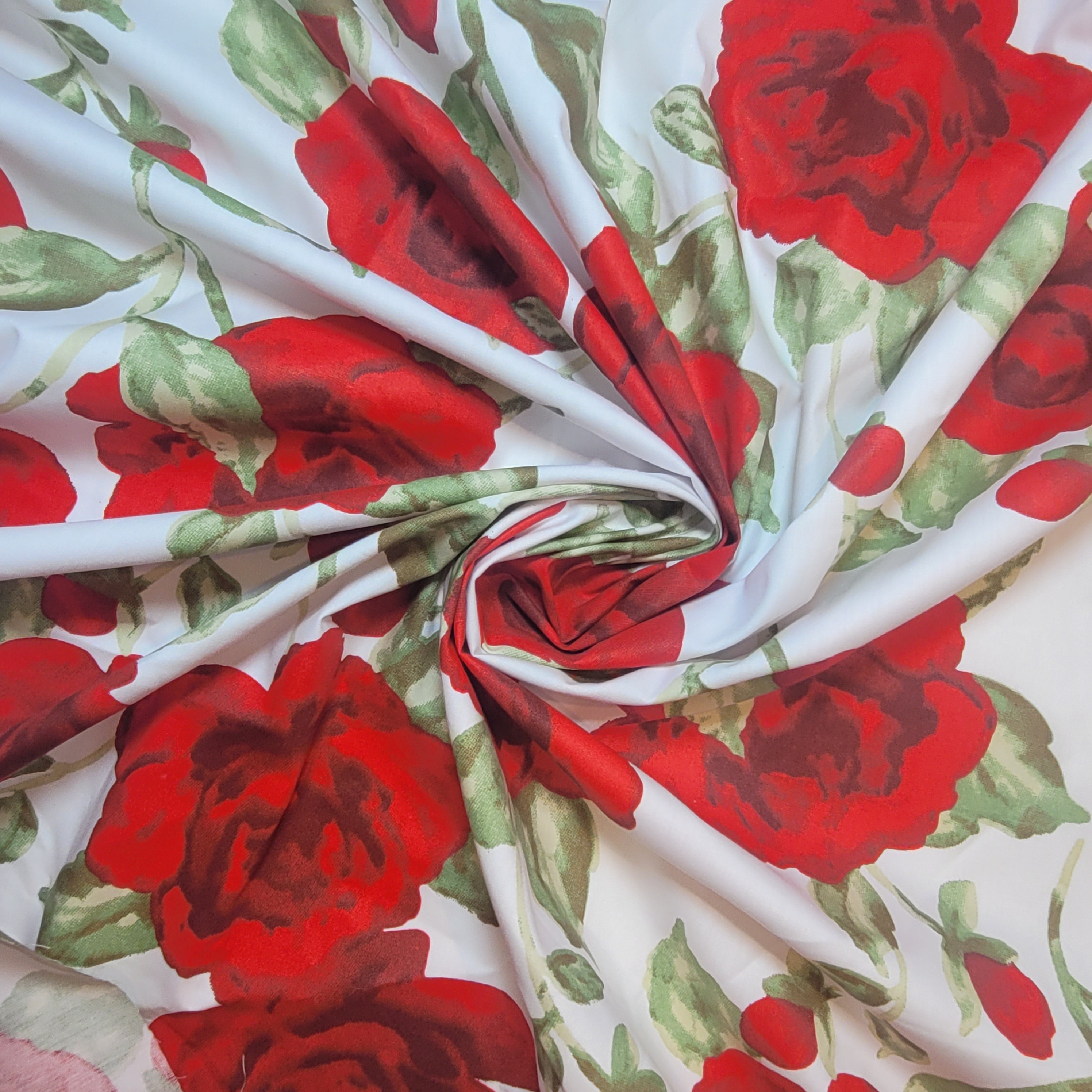 White Roses 100% Cotton Organic Craft Dress Quilting Fabric 44" By The ...